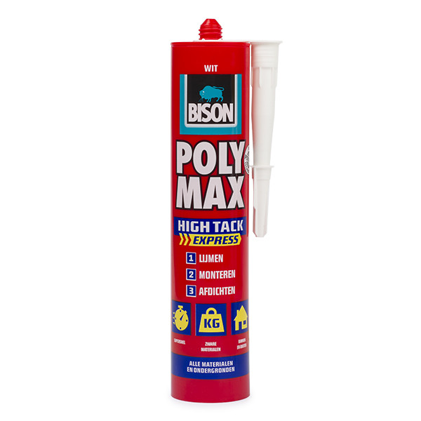 Poly Max kit | Bison | Wit (High Tack Express, 425 gram, Sneldrogend, Binnen/Buiten, Waterdicht ...